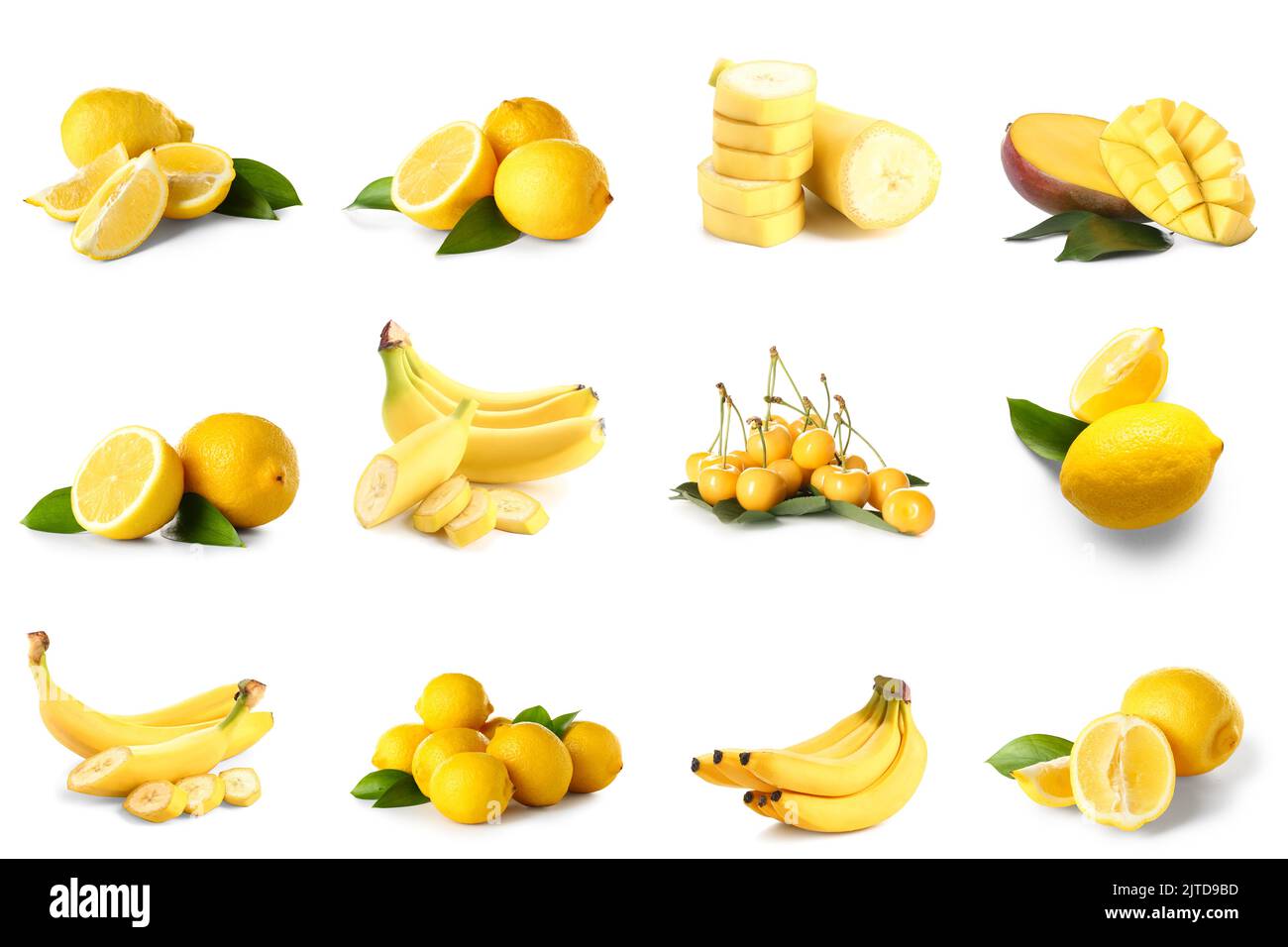 Set of different tasty fruits isolated on white Stock Photo - Alamy