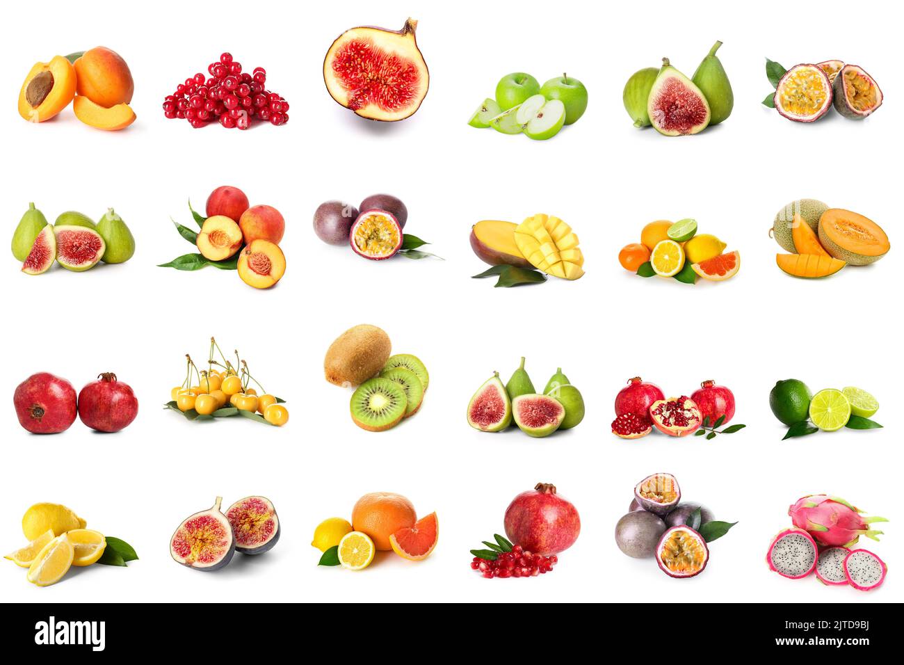 Set of different tasty fruits isolated on white Stock Photo - Alamy