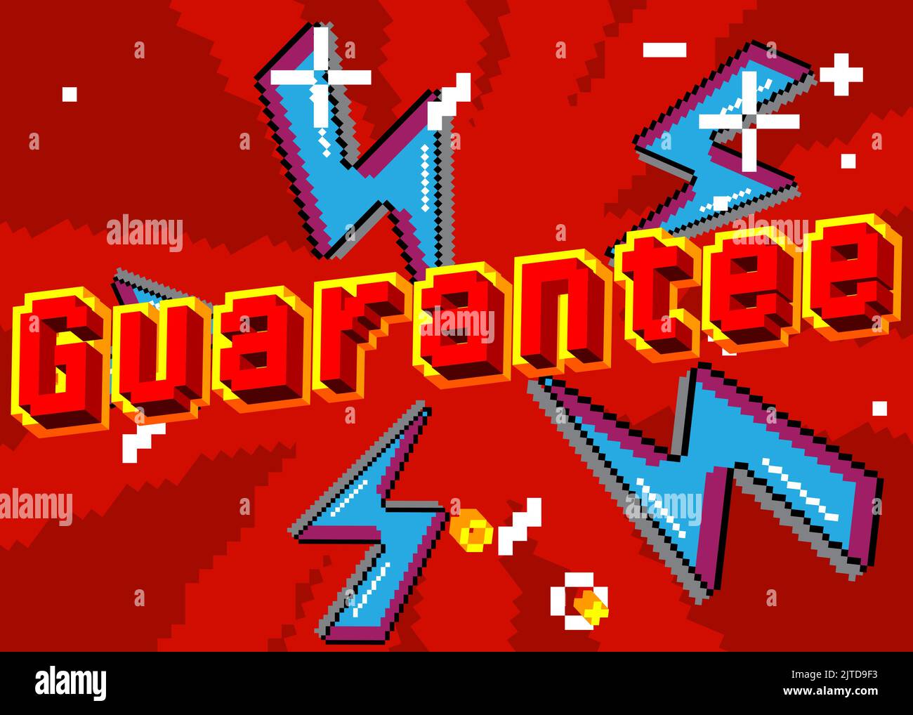 Guarantee. Pixelated word with geometric graphic background. Vector ...