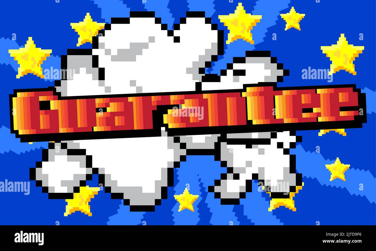 Guarantee. Pixelated word with geometric graphic background. Vector ...