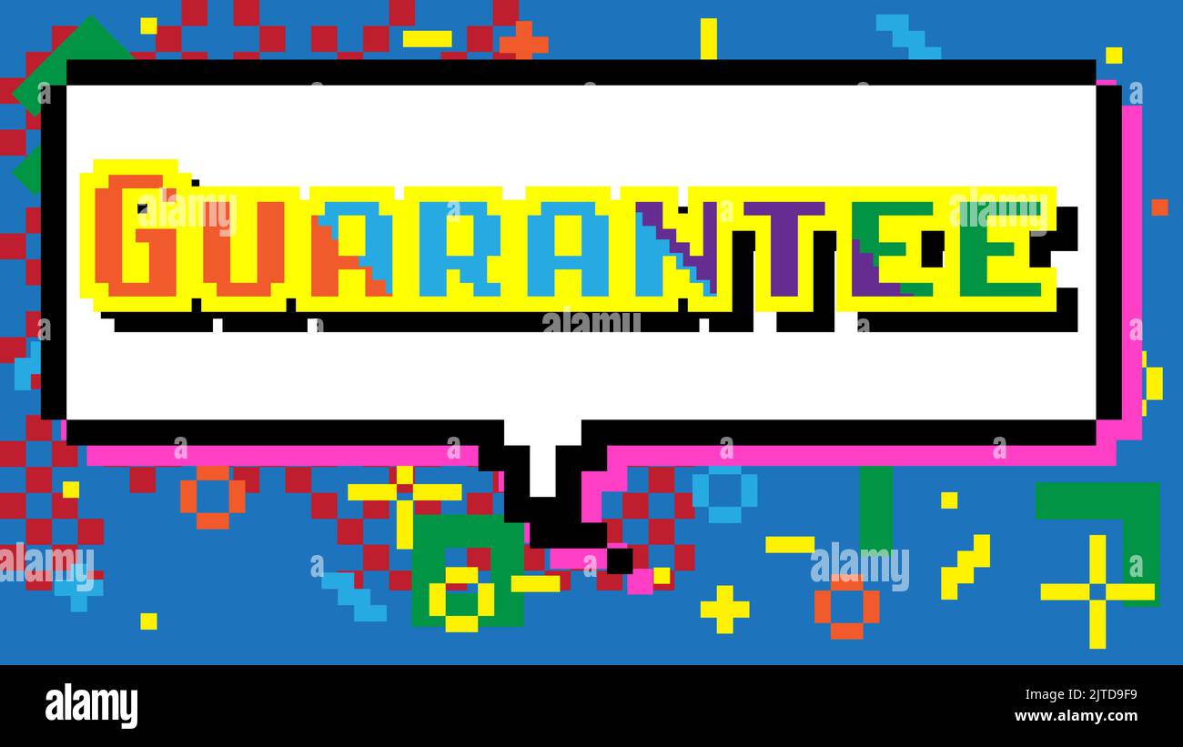Guarantee. Pixelated word with geometric graphic background. Vector ...