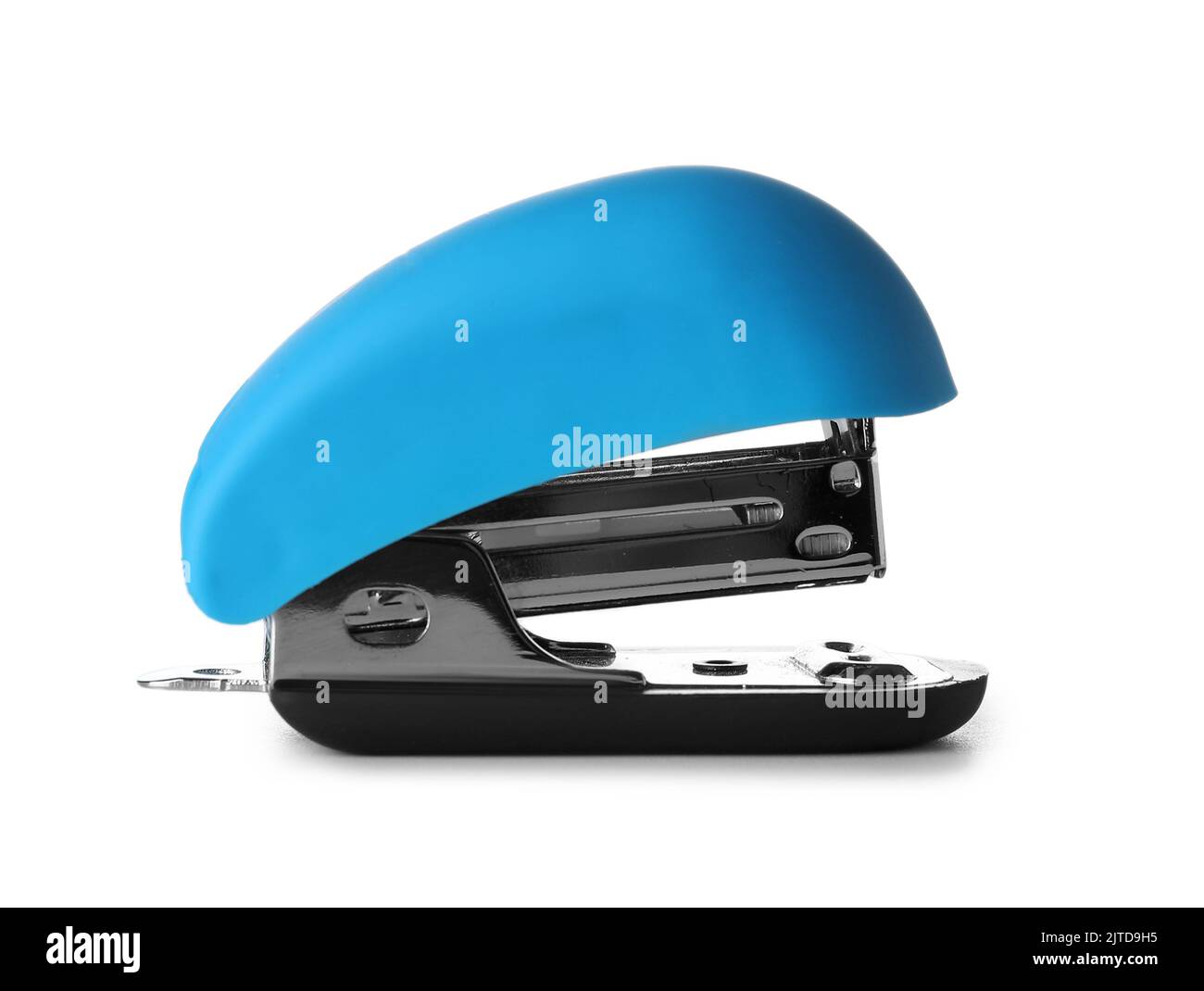 Modern blue stapler on white background Stock Photo - Alamy