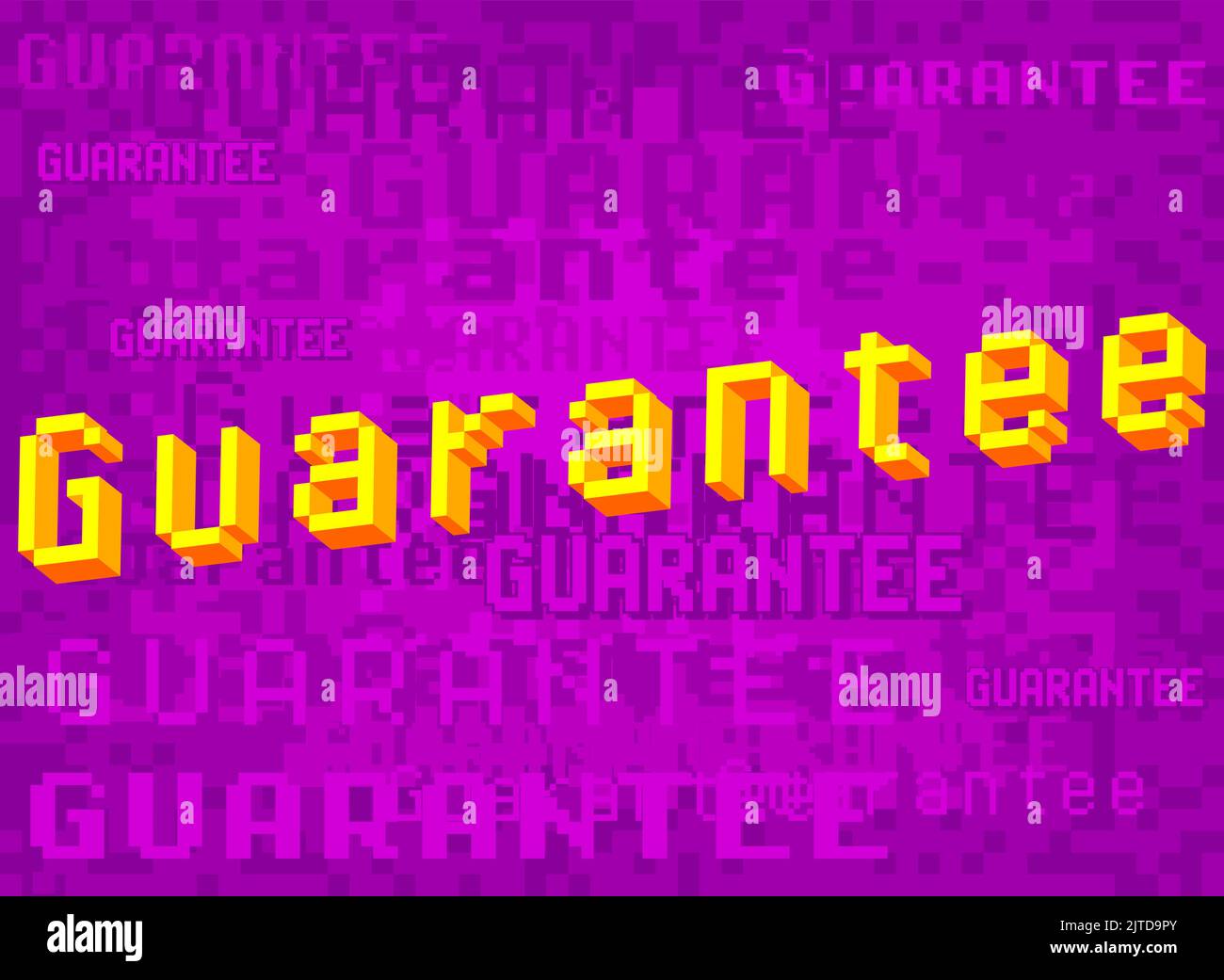 Guarantee. Pixelated word with geometric graphic background. Vector ...