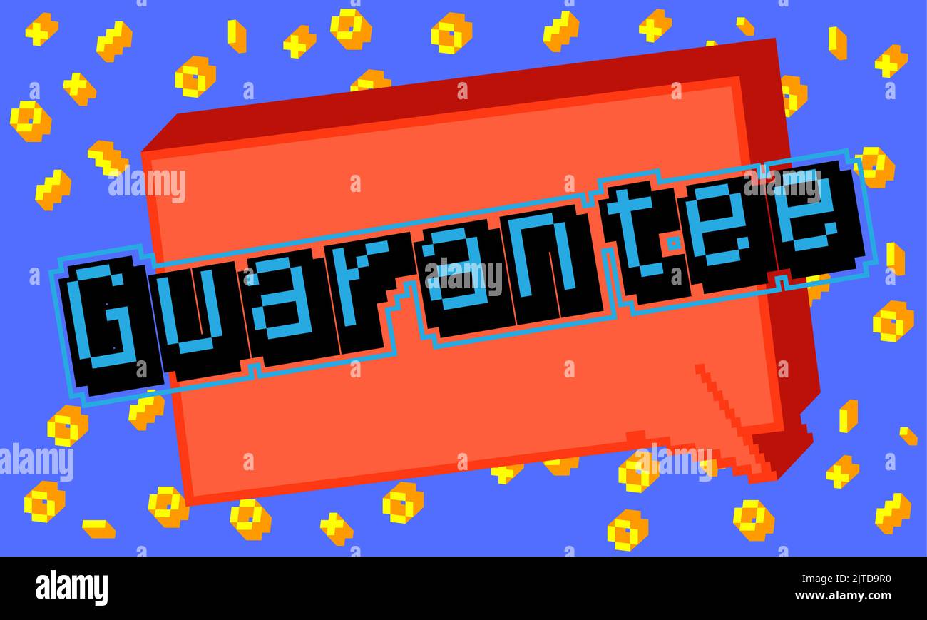 Guarantee. Pixelated word with geometric graphic background. Vector ...