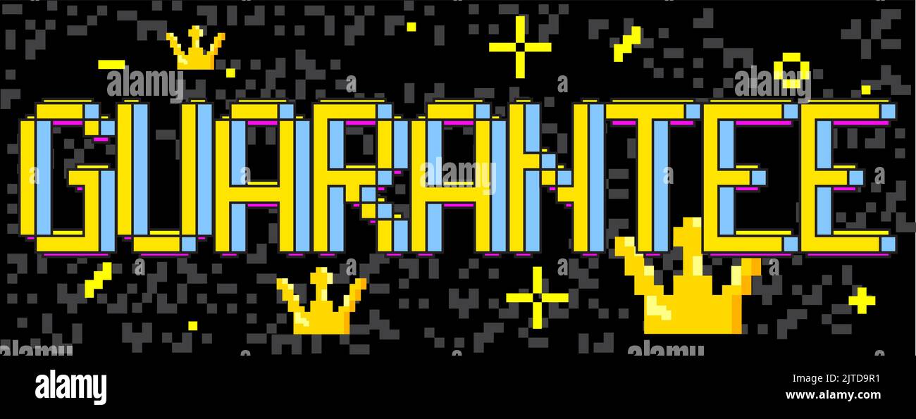 Guarantee. Pixelated word with geometric graphic background. Vector ...
