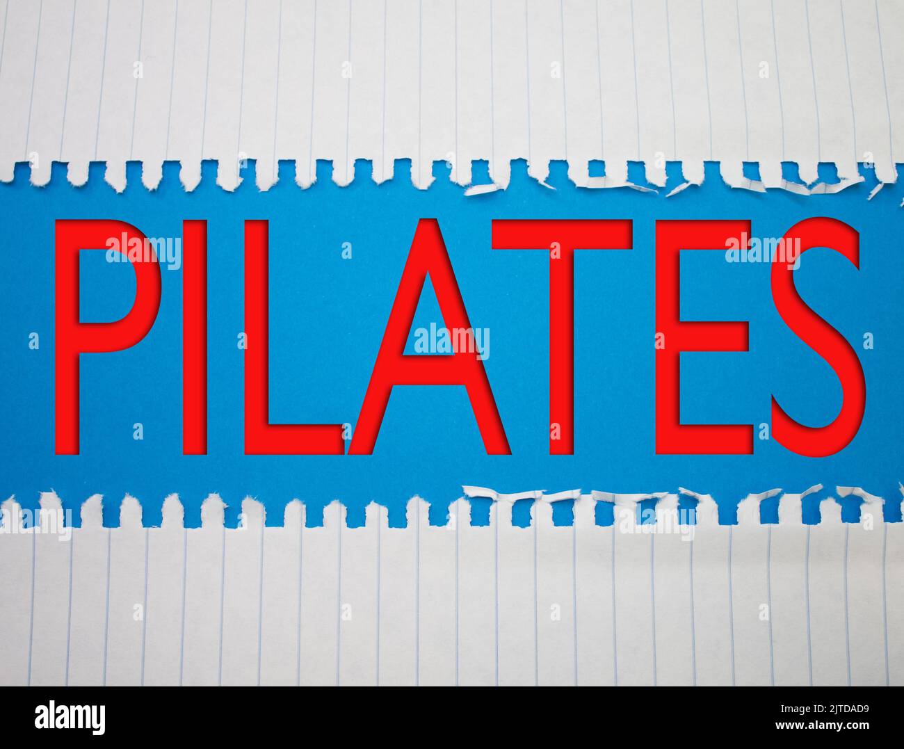 Pilates text with Torn, Crumpled White Paper on colored background ...