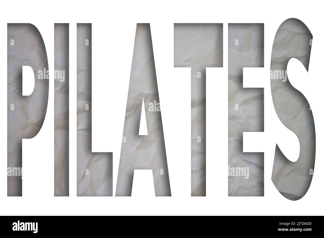 Pilates text with Torn, Crumpled White Paper on colored background ...