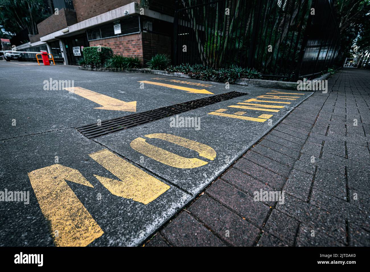 No Entry sign sprayed on the road surface Stock Photo - Alamy