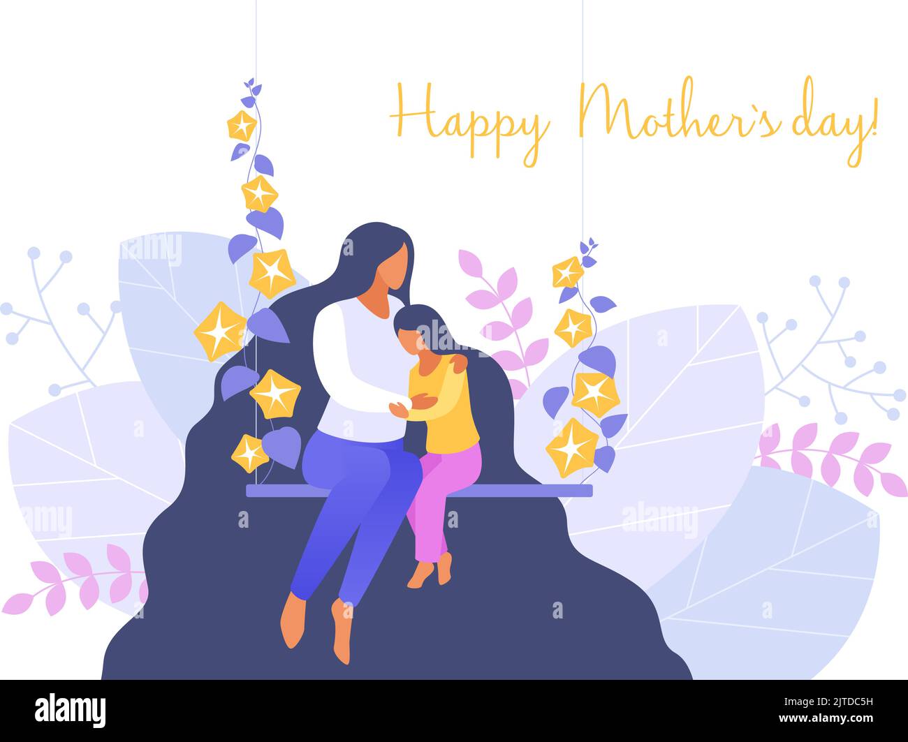 Love, support and care of mother and daughter vector illustration ...