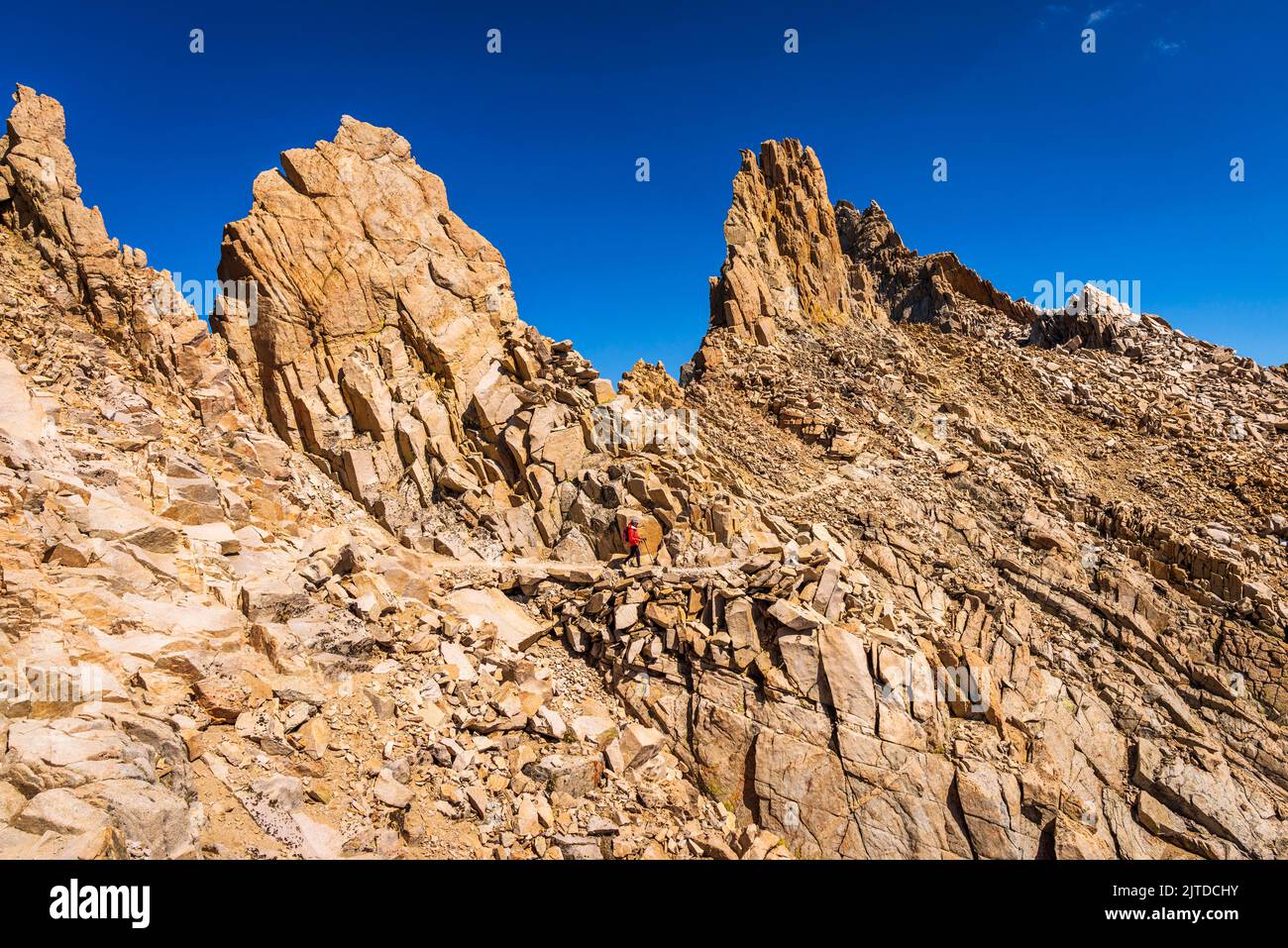 Hiker on the Mount Whitney Trail, Sequoia National Park, California USA ...