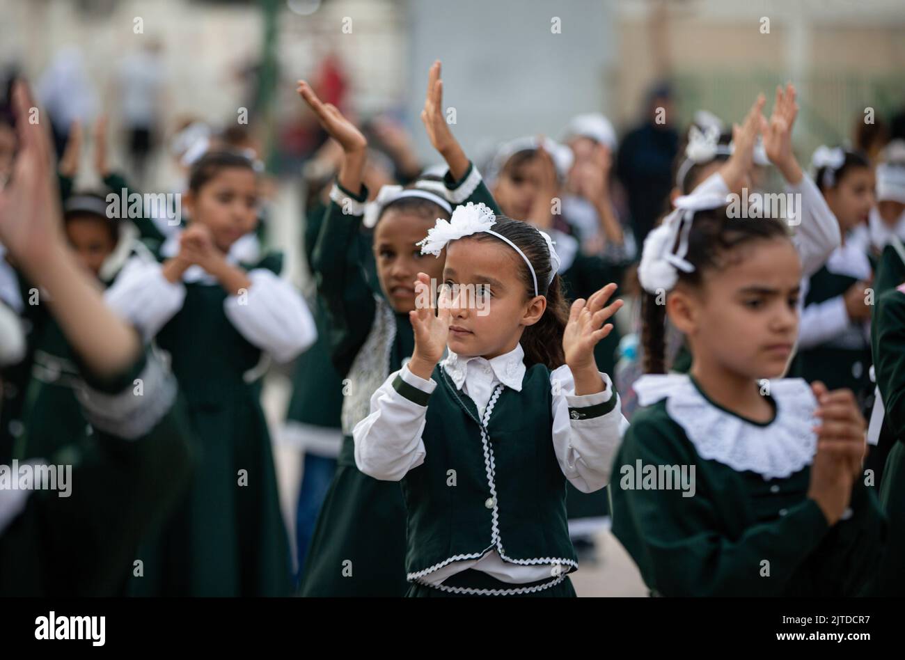 Gaza, Palestine. 29th Aug, 2022. Palestinian students seen during ...