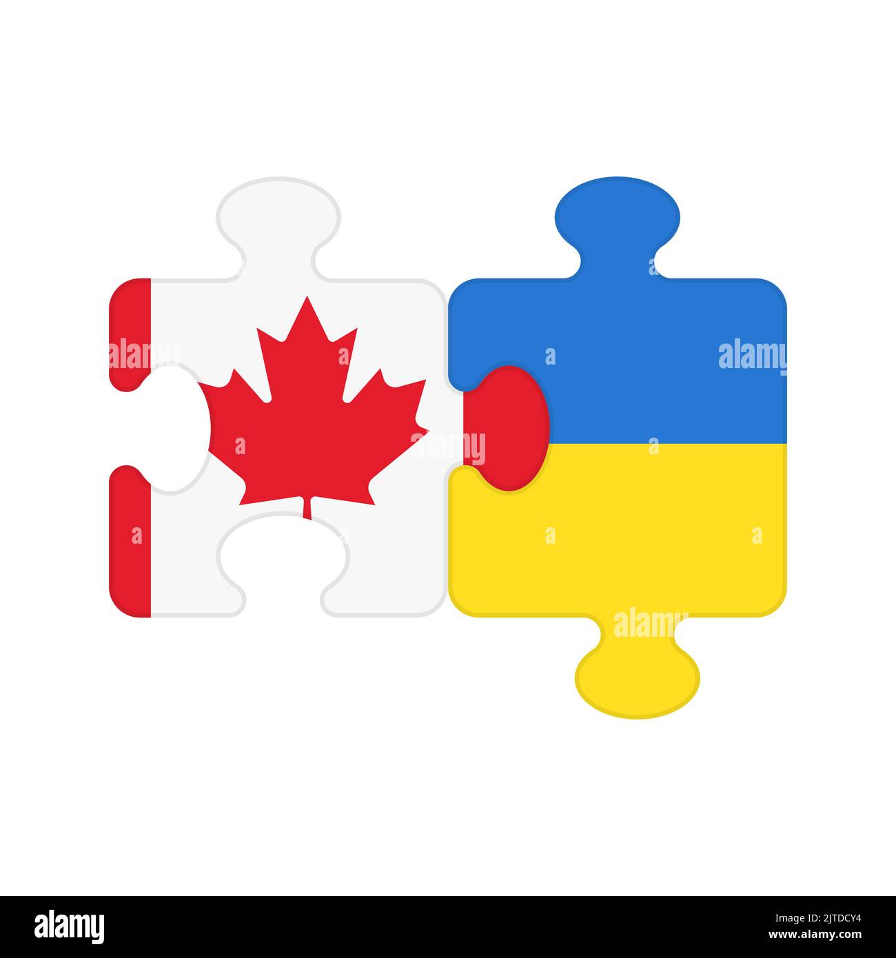 Puzzle pieces with flags of Canada and Ukraine. Connected parts of ...