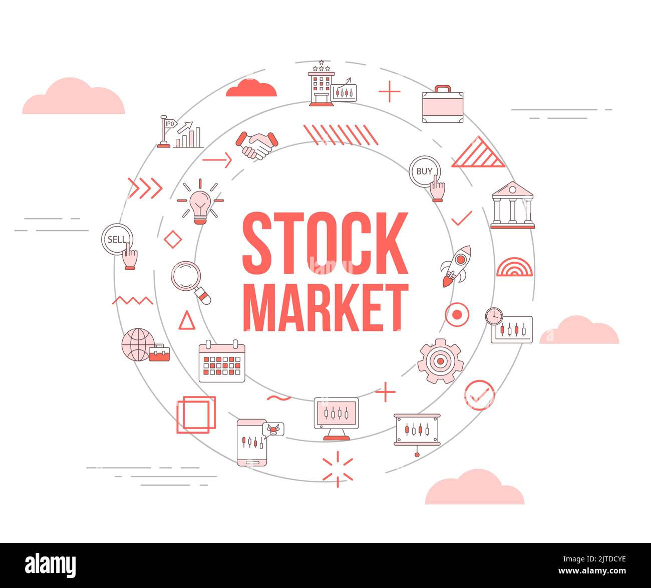 stock market concept with icon set template banner and circle round ...