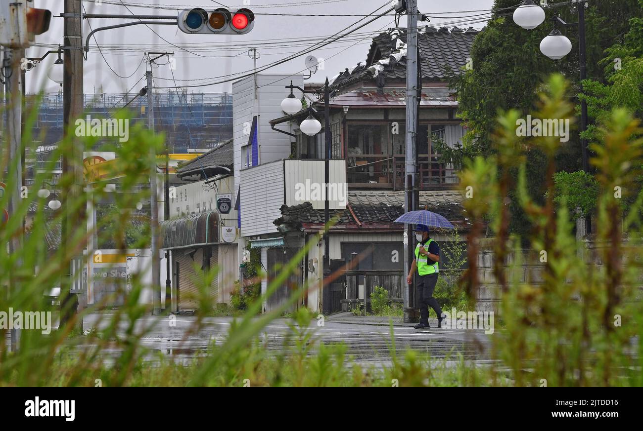 Photo taken on Aug. 30, 2022, shows houses in the Fukushima Prefecture ...