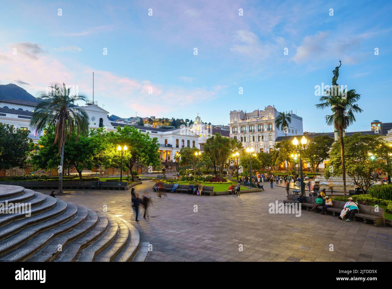 Plaza Grande in old town Quito, Ecuador at night Stock Photo - Alamy