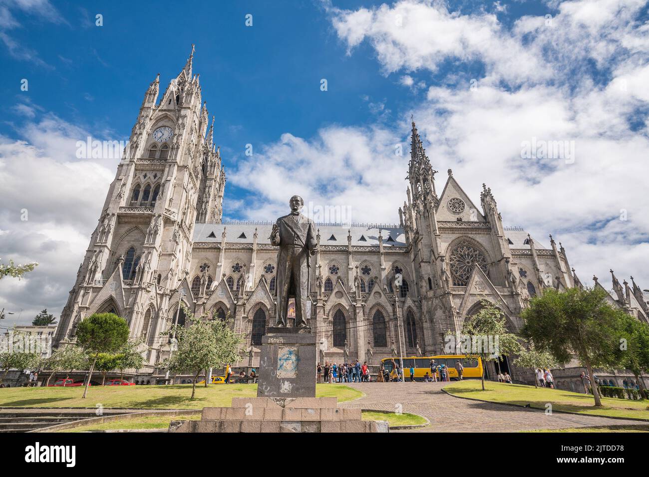 Basilica del Voto Nacional and downtown Quito in Ecuador Stock Photo ...