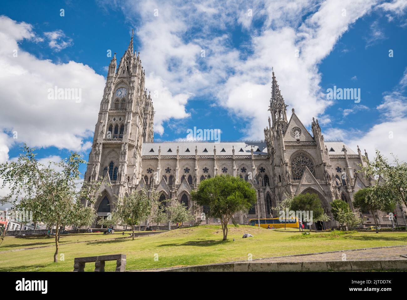 Basilica del Voto Nacional and downtown Quito in Ecuador Stock Photo ...