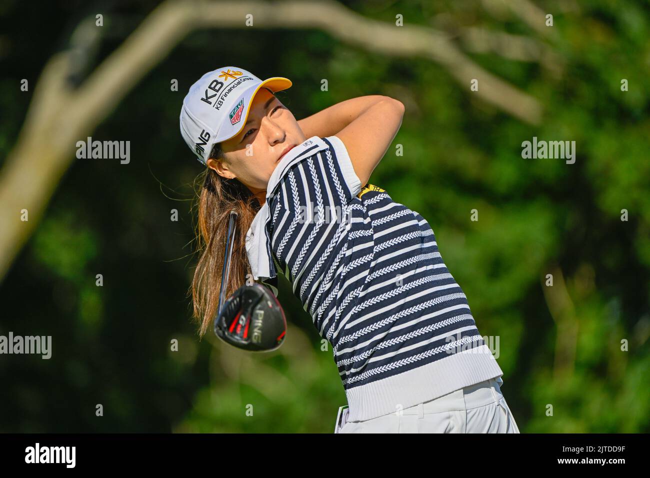 OTTAWA, ON - AUGUST 28: In Gee Chun (KOR) watches her tee shot on 1 during Rd4 of the 2022 CP ...