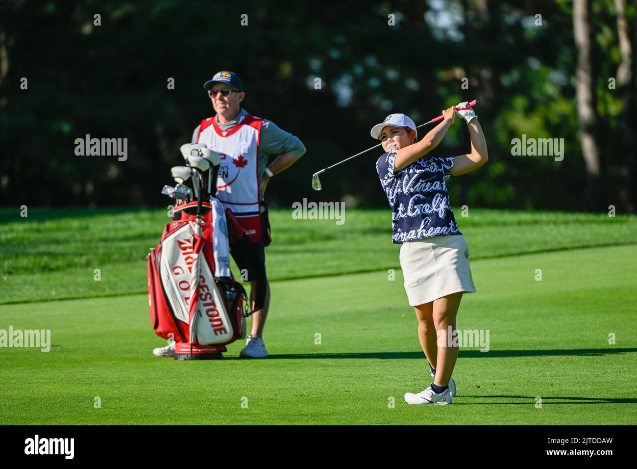 OTTAWA, ON - AUGUST 28: Ayaka Furue (JPN) watches her approach shot on 1 during Rd4 of the 2022 ...