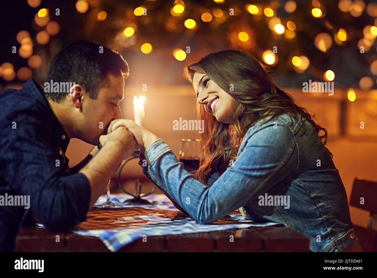 Hes the sweetest person I know. a young couple out on a date Stock ...