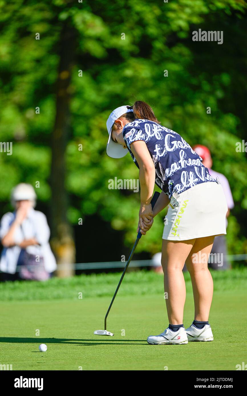 OTTAWA, ON - AUGUST 28: Ayaka Furue (JPN) sinks her par putt on 1 during Rd4 of the 2022 CP ...