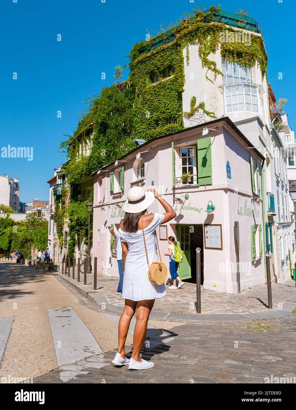 Paris France September 2021, Streets of Montmartre in the early morning ...