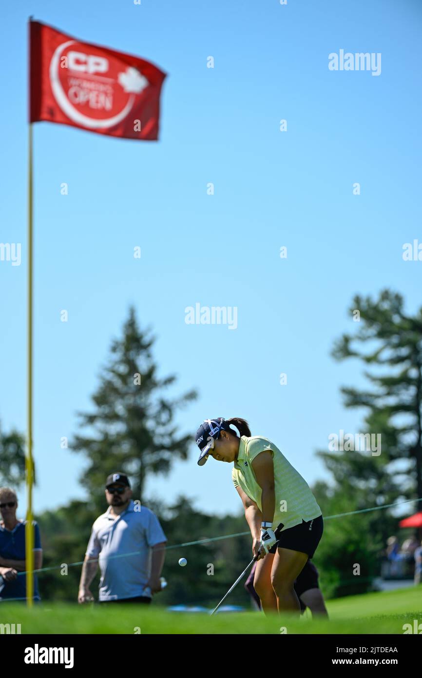 OTTAWA, ON - AUGUST 28: Nasa Hataoka (JPN) chips on to 4 during Rd4 of the 2022 CP Women's Open ...