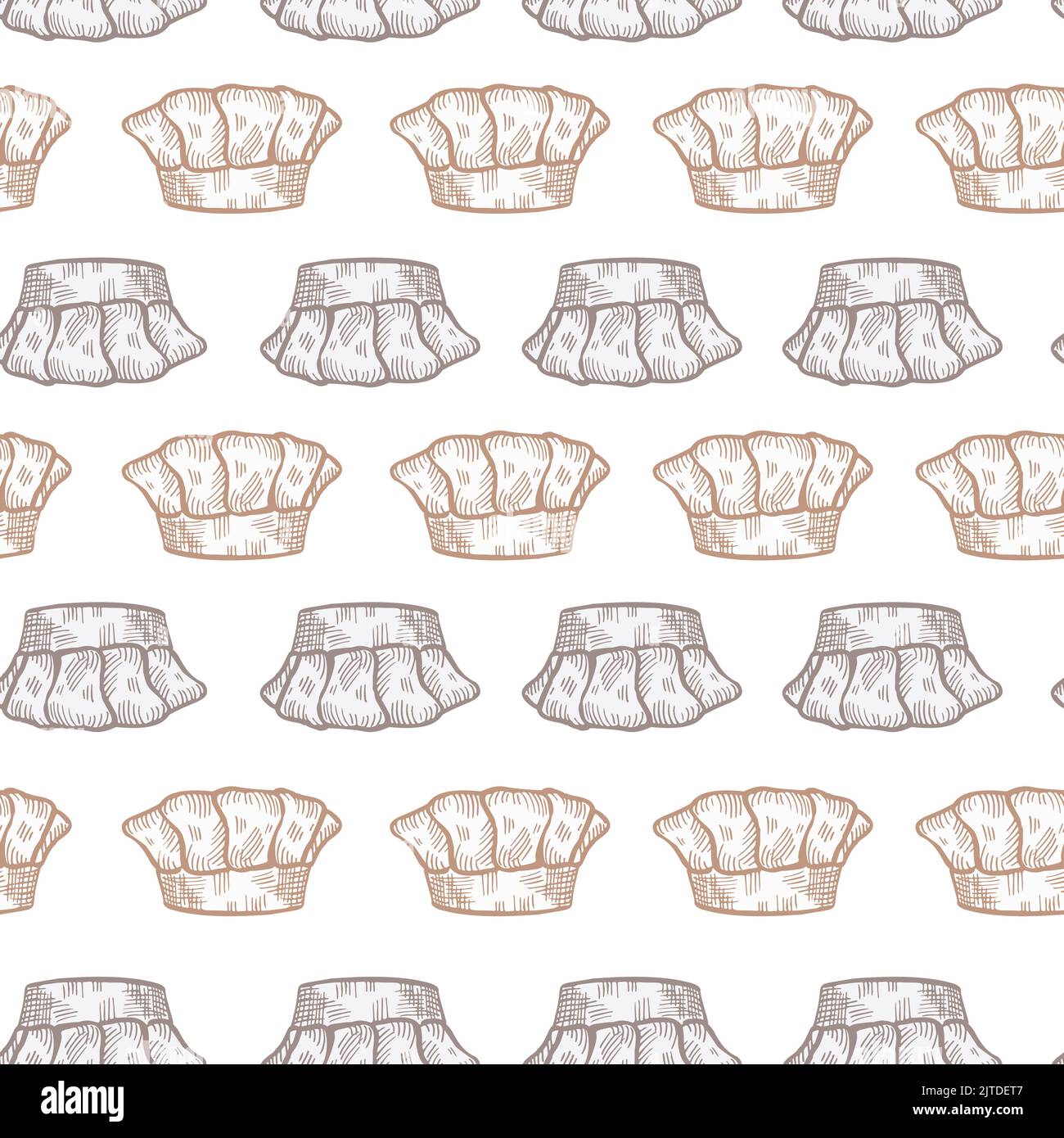 High chef hat engraved seamless pattern. Kitchen traditional element in ...
