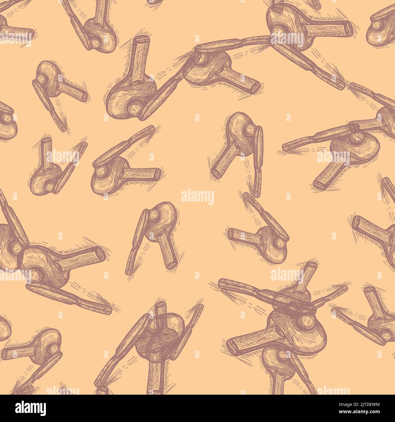 Ping pong racket engraved seamless pattern. Vintage sport elements for ...