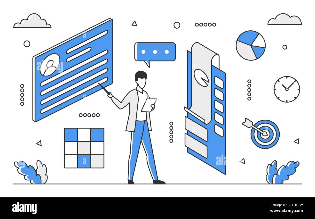 Work presentation team. Business seminar, teamwork brainstorming ...