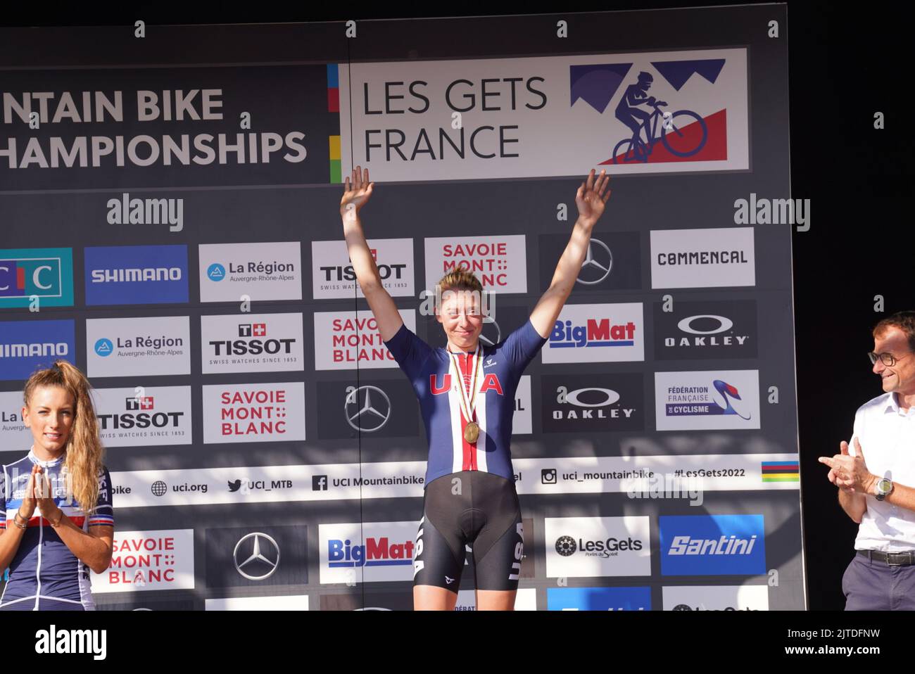 France, 28/08/2022, BATTEN Haley during Podium UCI Mountain Bike World ...