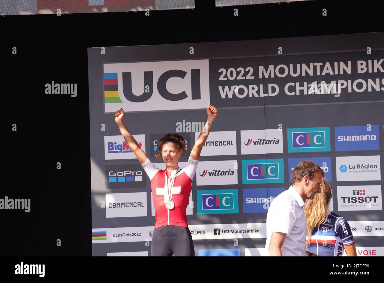France, 28/08/2022, NEFF Jolanda during Podium UCI Mountain Bike World ...