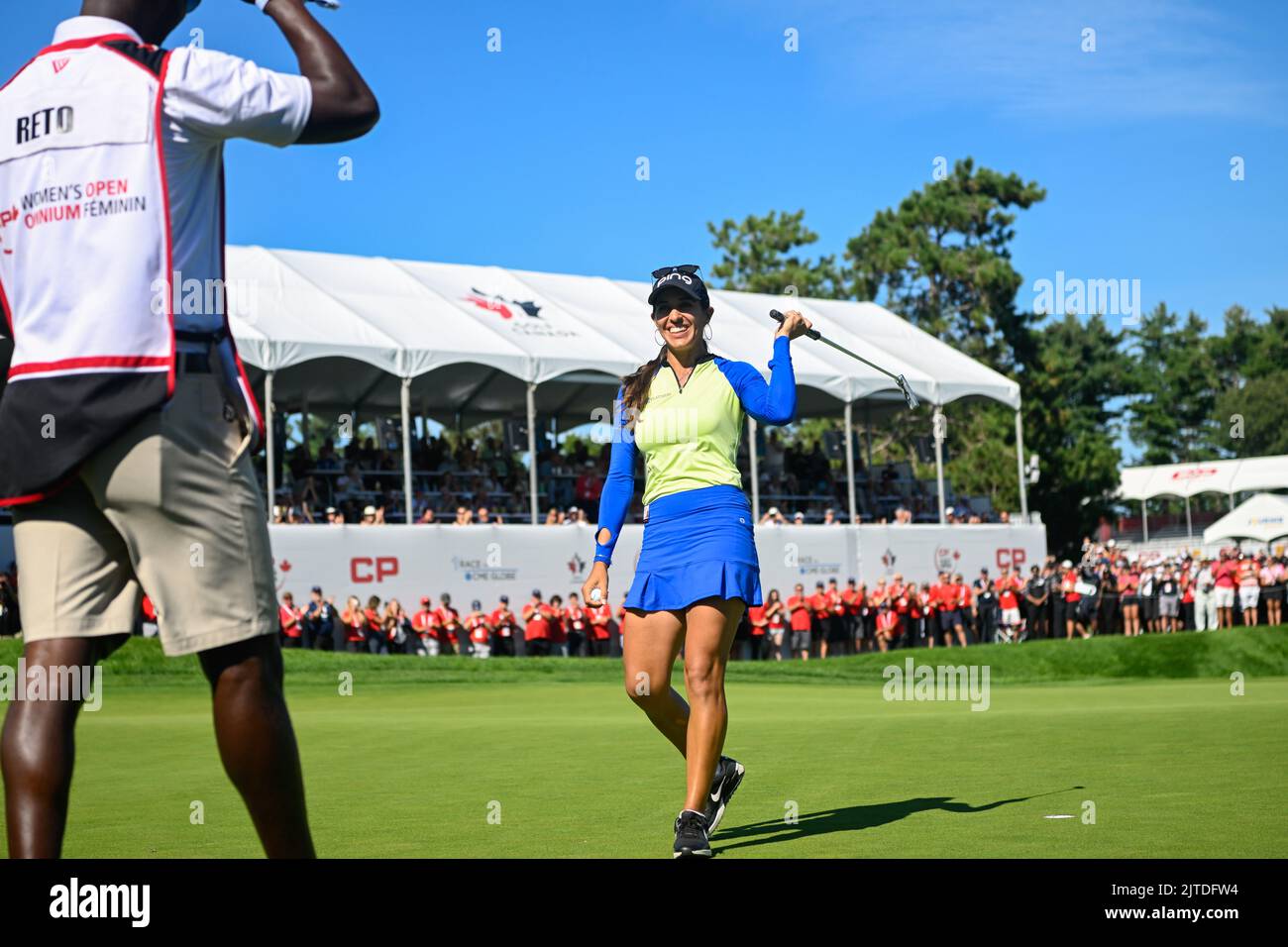 OTTAWA, ON - AUGUST 28: Paula Reto (ZAF) reacts to sinking her par putt ...