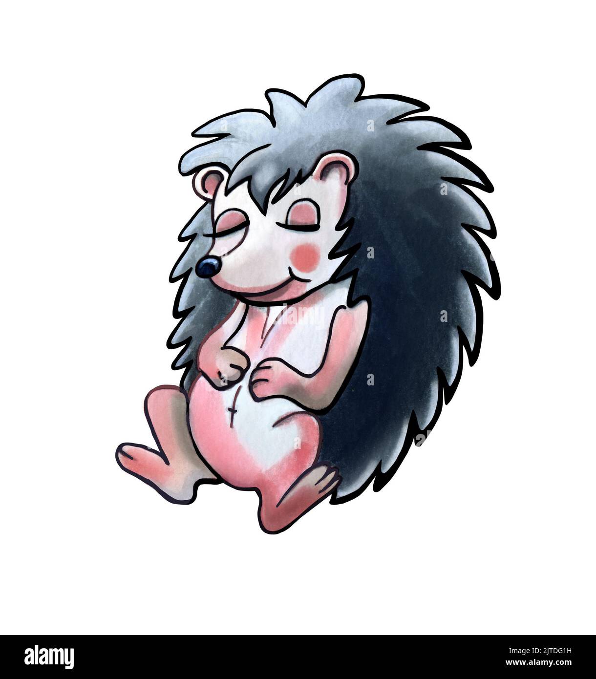Cute little hedgehog. Happy hedgehog sitting, watercolor clipart Stock ...