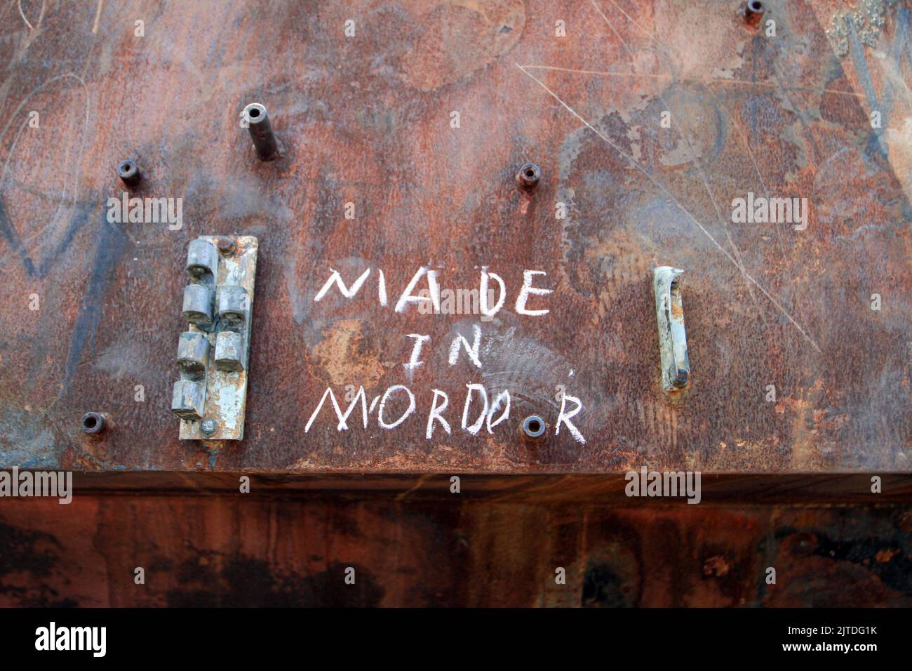 Odessa, Ukraine. 27th Aug, 2022. An inscription "Made in Mordor" seen ...