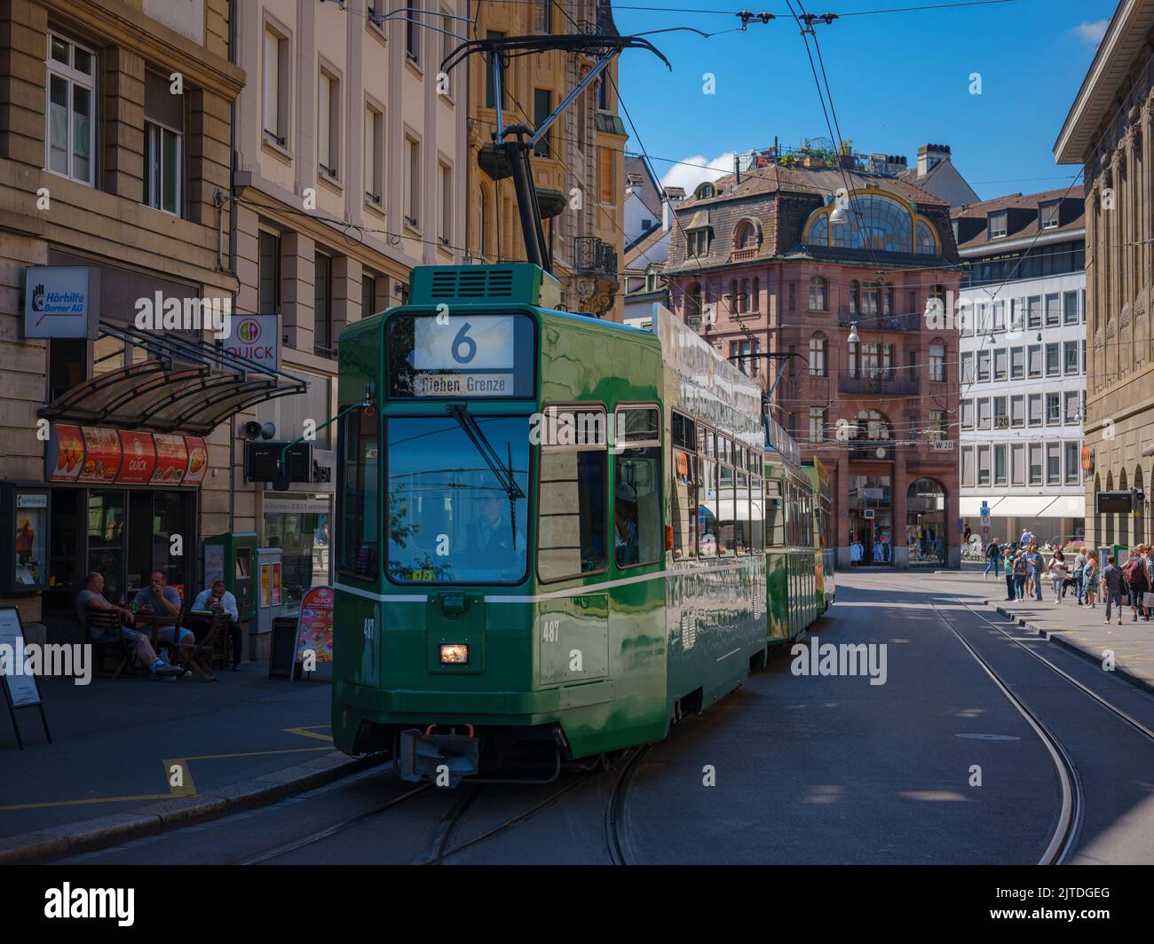 Basel, Switzerland - July 8 2022: public transport in the city. Green ...