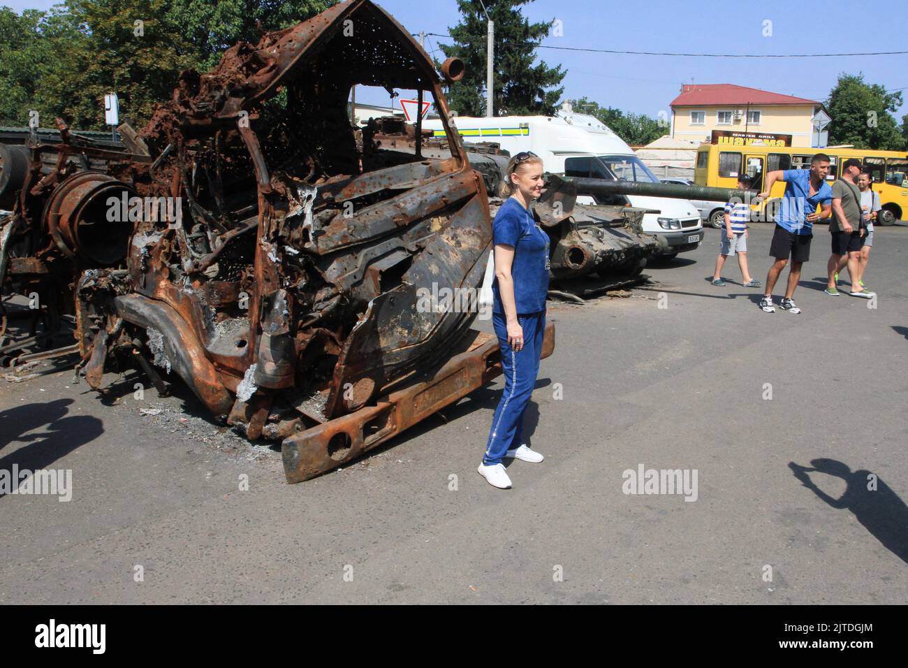 Odessa, Ukraine. 27th Aug, 2022. A girl is seen taking pictures against ...