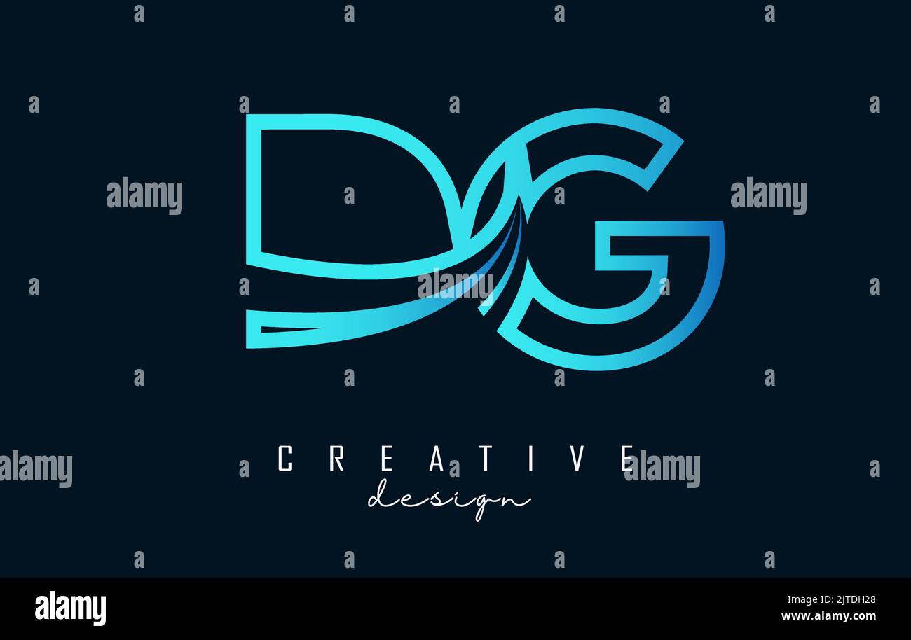 Outline blue letter Dg d g logo with leading lines and road concept ...