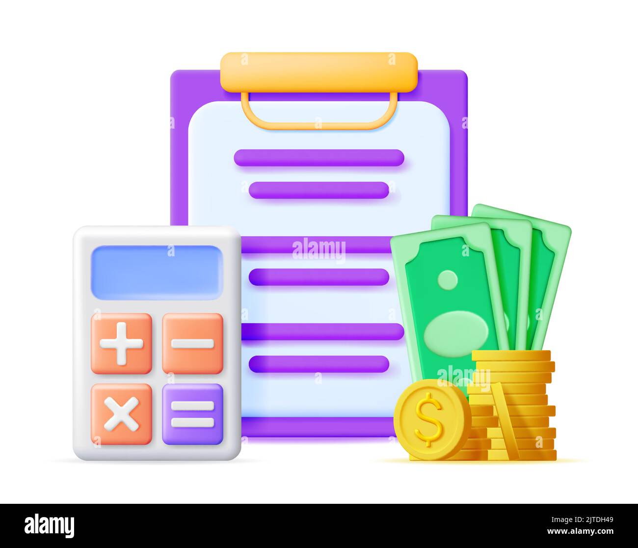 3D Report with Money and Calculator Stock Vector Image & Art - Alamy