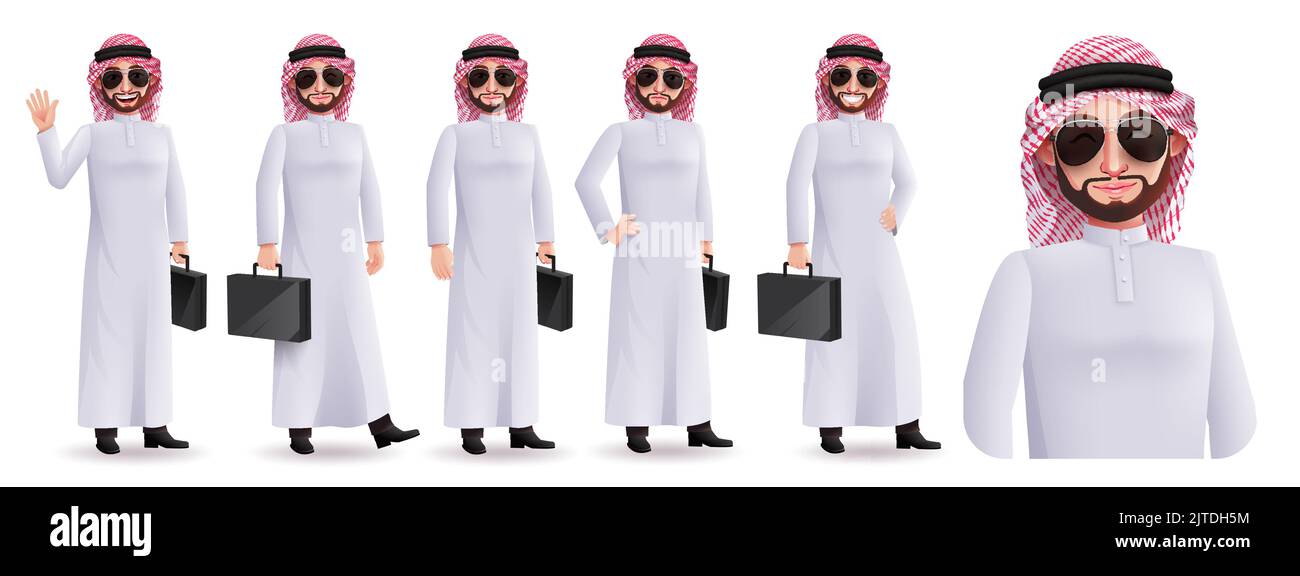 Saudi arab boss vector character set design. Arabian business man ...