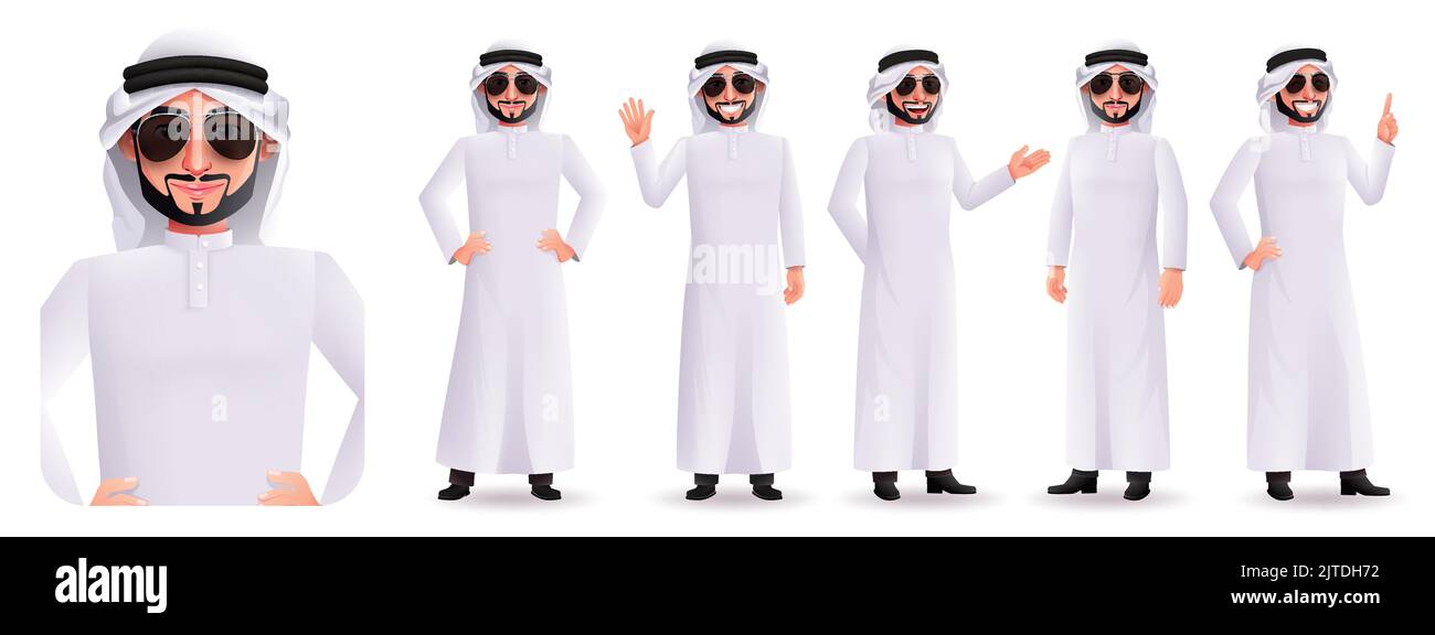 Arab business man vector character set. Arabian boss characters in ...