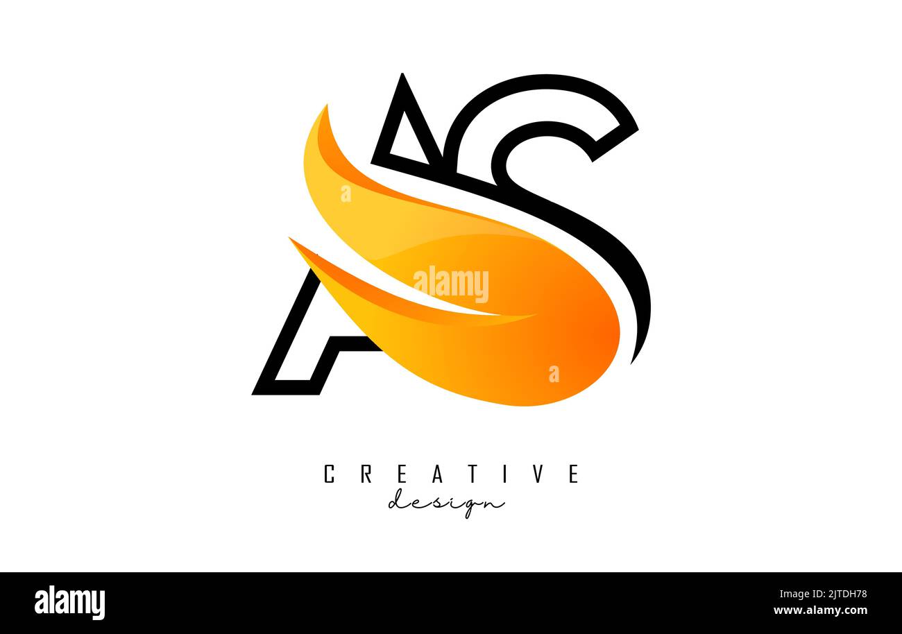 Outline Vector illustration of abstract letters AS a s with fire flames ...