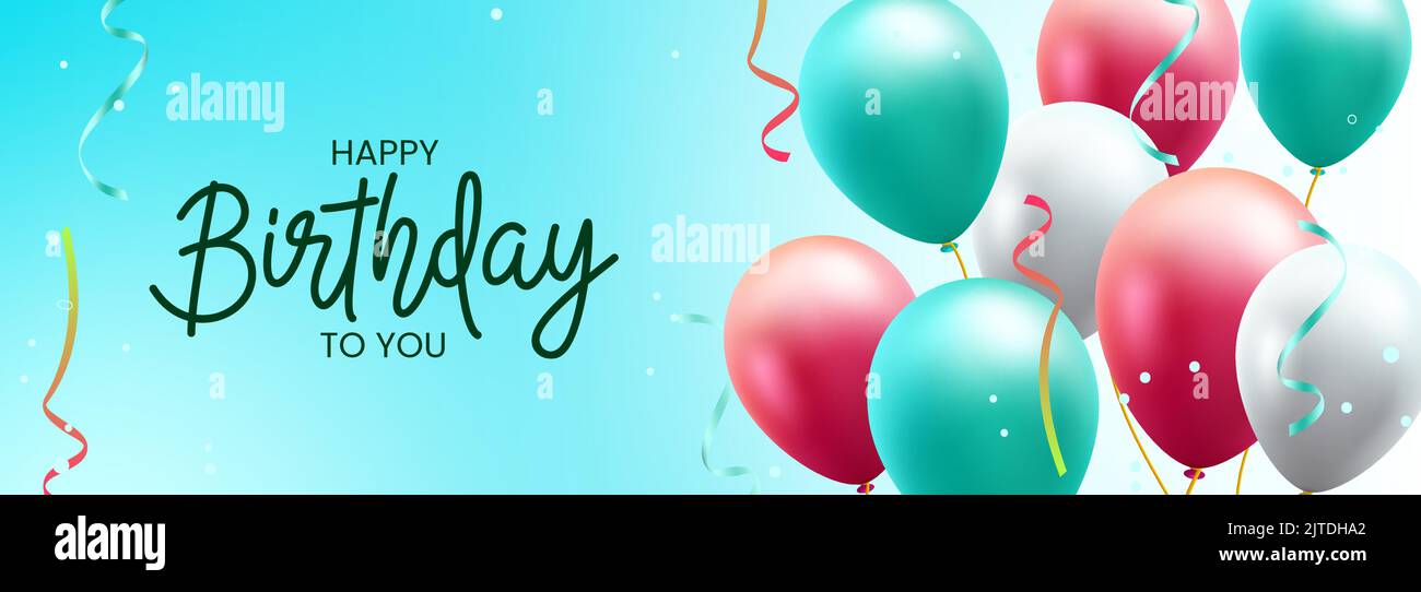 Birthday vector background design. Happy birthday to you text in blue ...