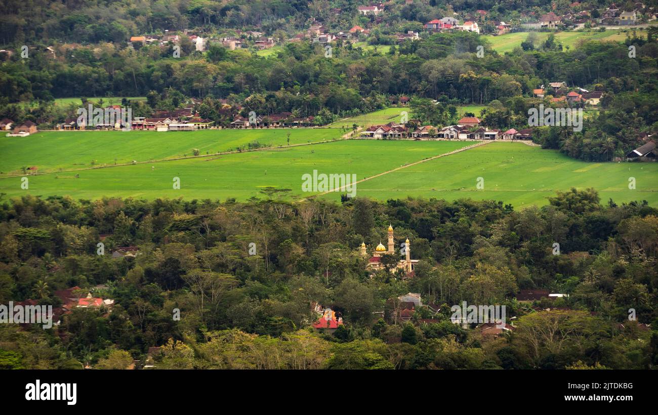 Landscape Arial view of village in Trenggalek, East Java, Indonesia ...