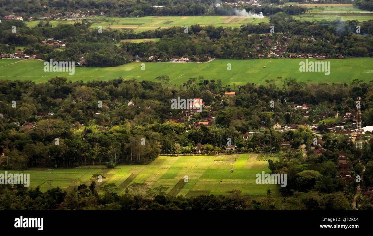Landscape Arial view of village in Trenggalek, East Java, Indonesia ...