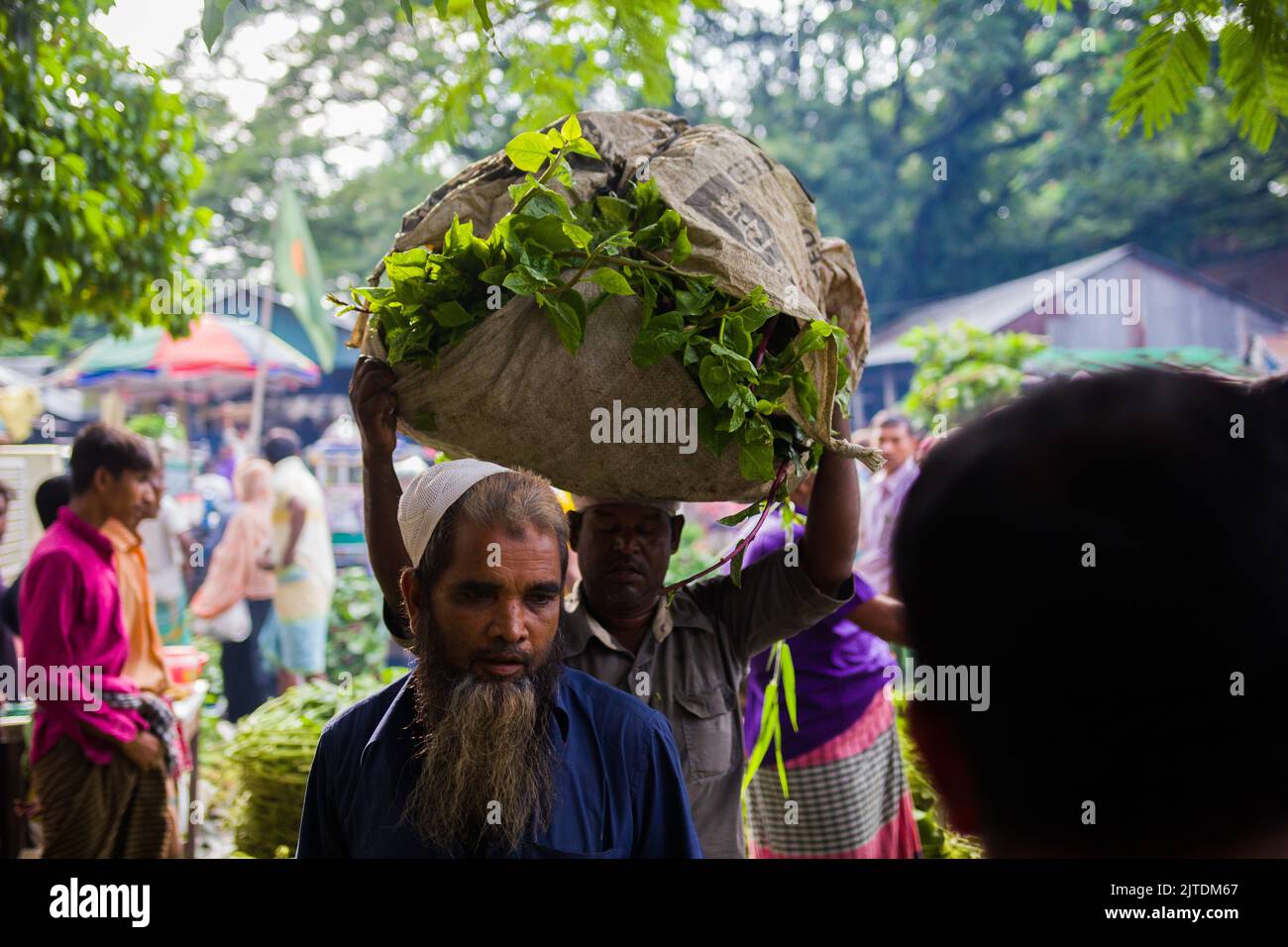 A scenery of a rural vegetable market at Kalatia, near Dhaka. Farmers ...