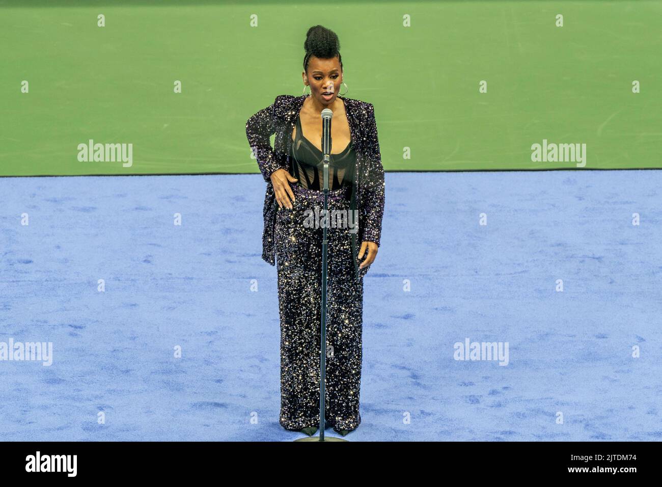 New York, NY - August 29, 2022: Anika Noni Rose performs the national ...