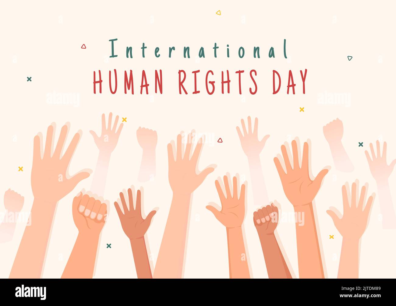 Human Rights Day Template Hand Drawn Flat Cartoon Illustration with ...