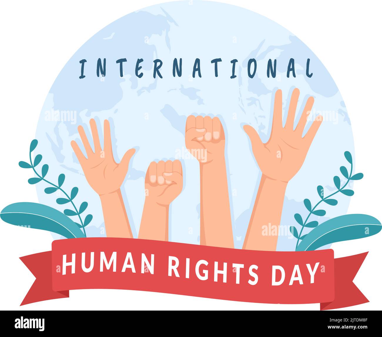 Human Rights Day Template Hand Drawn Flat Cartoon Illustration with ...