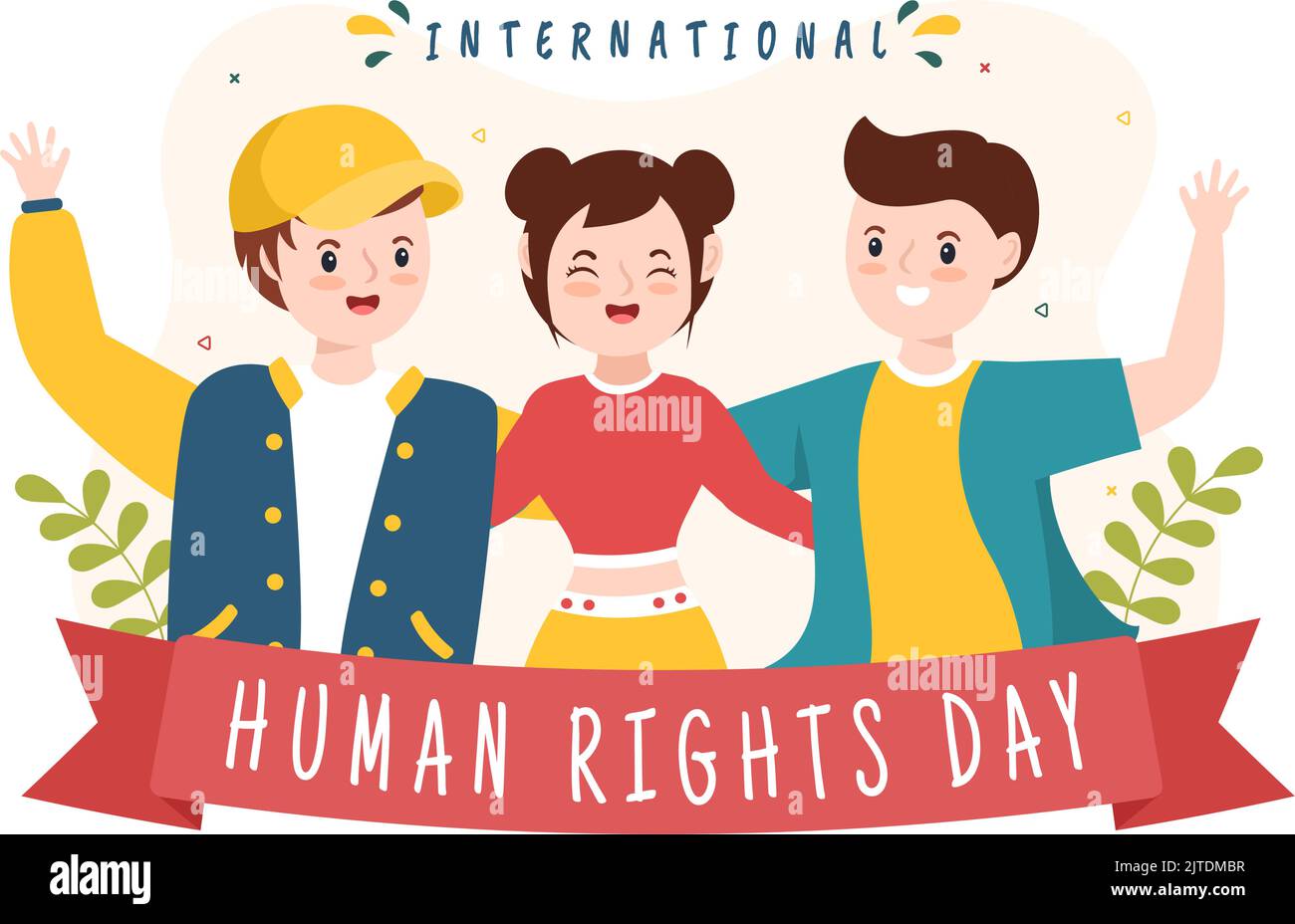 Human Rights Day Template Hand Drawn Flat Cartoon Illustration with ...